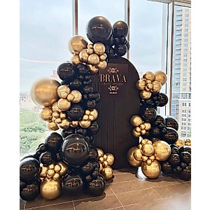 80pcs Black Balloons 12inch,Black Latex Balloons for Birthday Graduation Baby Shower Father's Day Wedding Halloween Christmas Party Decorations (with Black Ribbon)