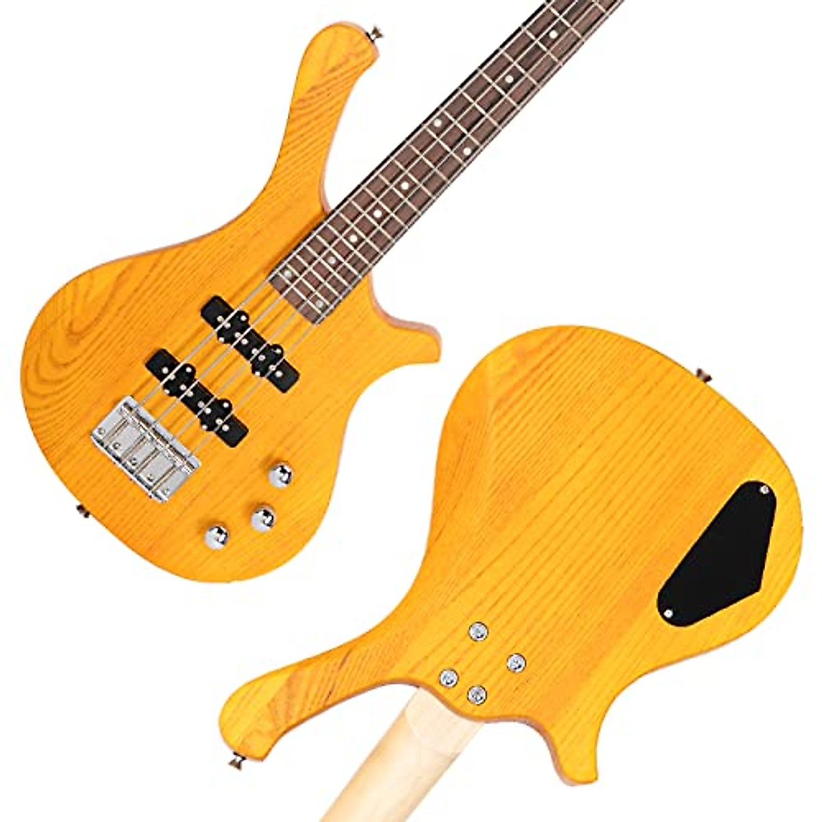 Ktaxon 4 String Electric Bass Guitar, 36-inch Bass Guitar Kit with Split single-coil Pickup, Rosewood Fretboard, Mahogany Body for Kids, Boy and Girl(Yellow)