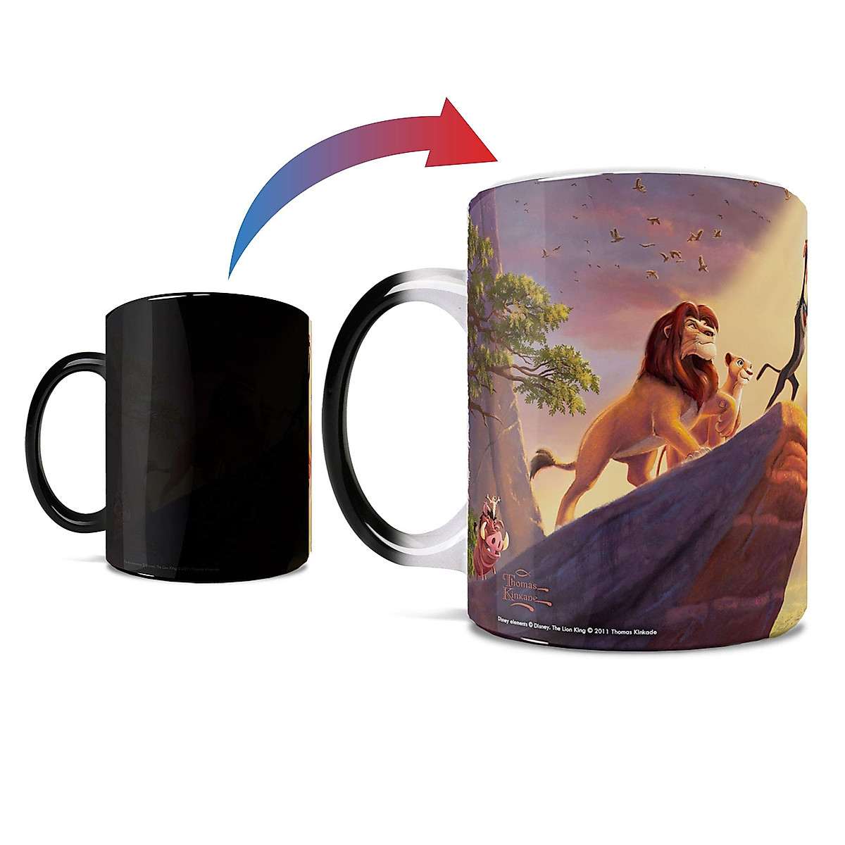 Morphing Mugs Disney - The Lion King - Presentation of Cub - Thomas Kinkade - One 11 oz Color Changing Heat Sensitive Ceramic Mug – Image Revealed When HOT Liquid Is Added!