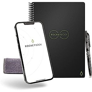 Rocketbook Smart Reusable - Dot-Grid Eco-Friendly Notebook with 1 Pilot Frixion Pen & 1 Microfiber Cloth Included - Infinity Black Cover, Letter Size (8.5" x 11") (EVR-L-K-A)
