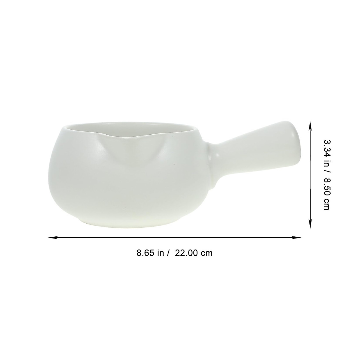 Luxshiny Ceramic Milk Pot, Butter Warmer with Handle Mini Saucepan Ceramic Mini Milk Pan for Kitchen Home (White)