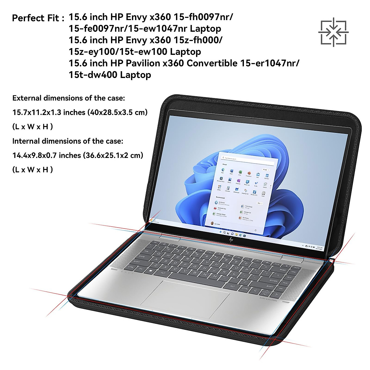 Smatree Hard EVA Protective Sleeve Case Compatible for 15.6 inch HP Envy x360 15/15z/15t, HP Pavilion x360 Convertible 15/15t, HP ZBook Studio 16 inch G11/G10/G9 Mobile Workstation PC Bag (A1600)