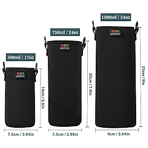 Nuovoware Water Bottle Carrier Bag, Premium Neoprene Portable Insulated Water bottle Sling Holder Bag 750ML with Adjustable Shoulder Strap for Men Women Kids Hiking, Sling Bottle Bag Case, Black