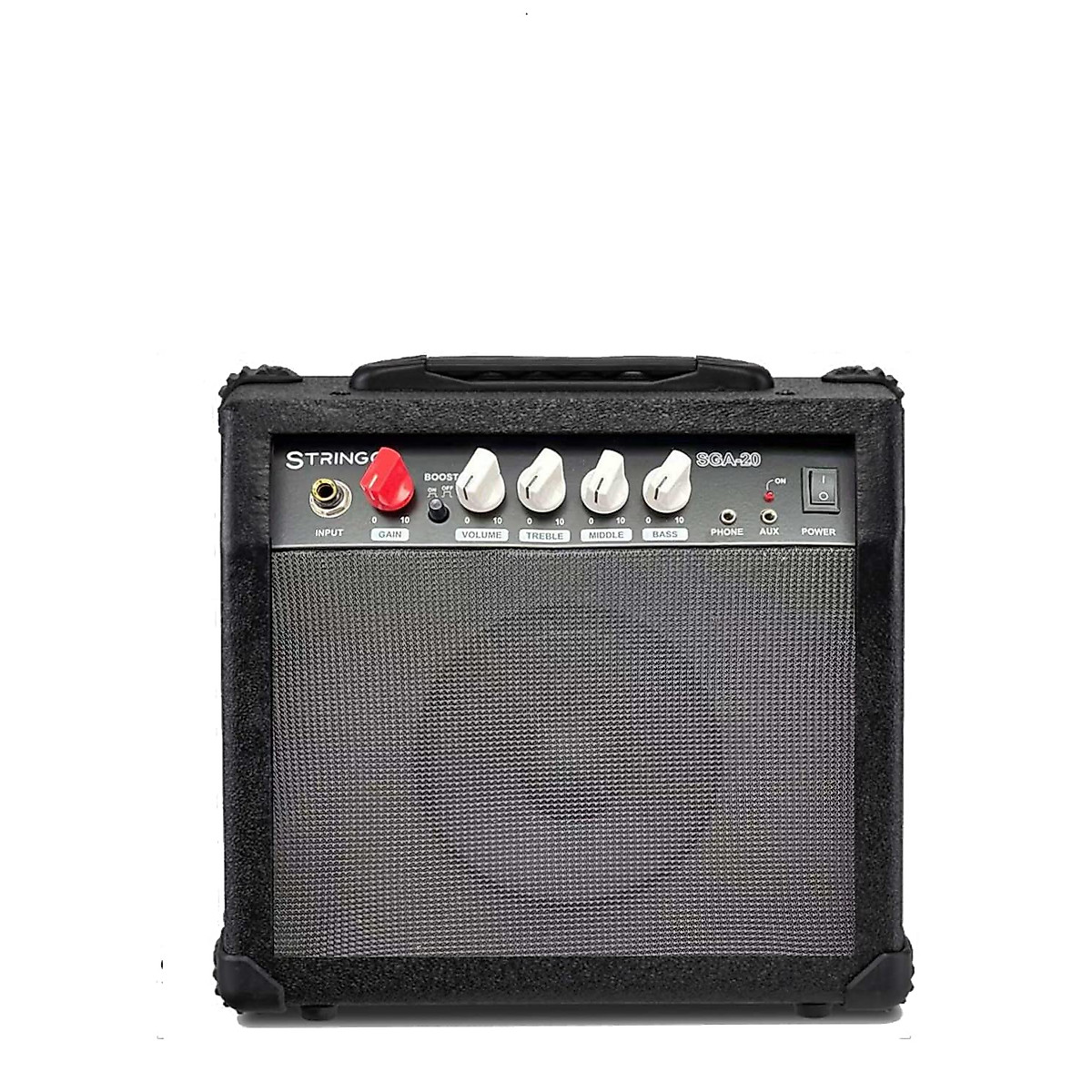 Stringo 20 Watt Guitar Amplifier Black .Practice Mp3 Input. Clean and Overdrive Channel