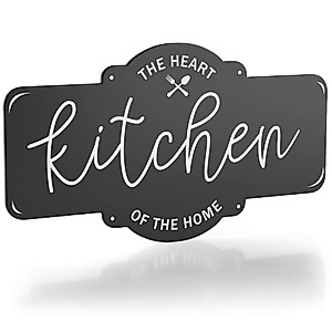 Barnyard Designs Rustic Metal Kitchen Wall Decor Sign, Country Farmhouse Decoration for Your Home, Kitchen, or Dining Room, 16” x 8.5”