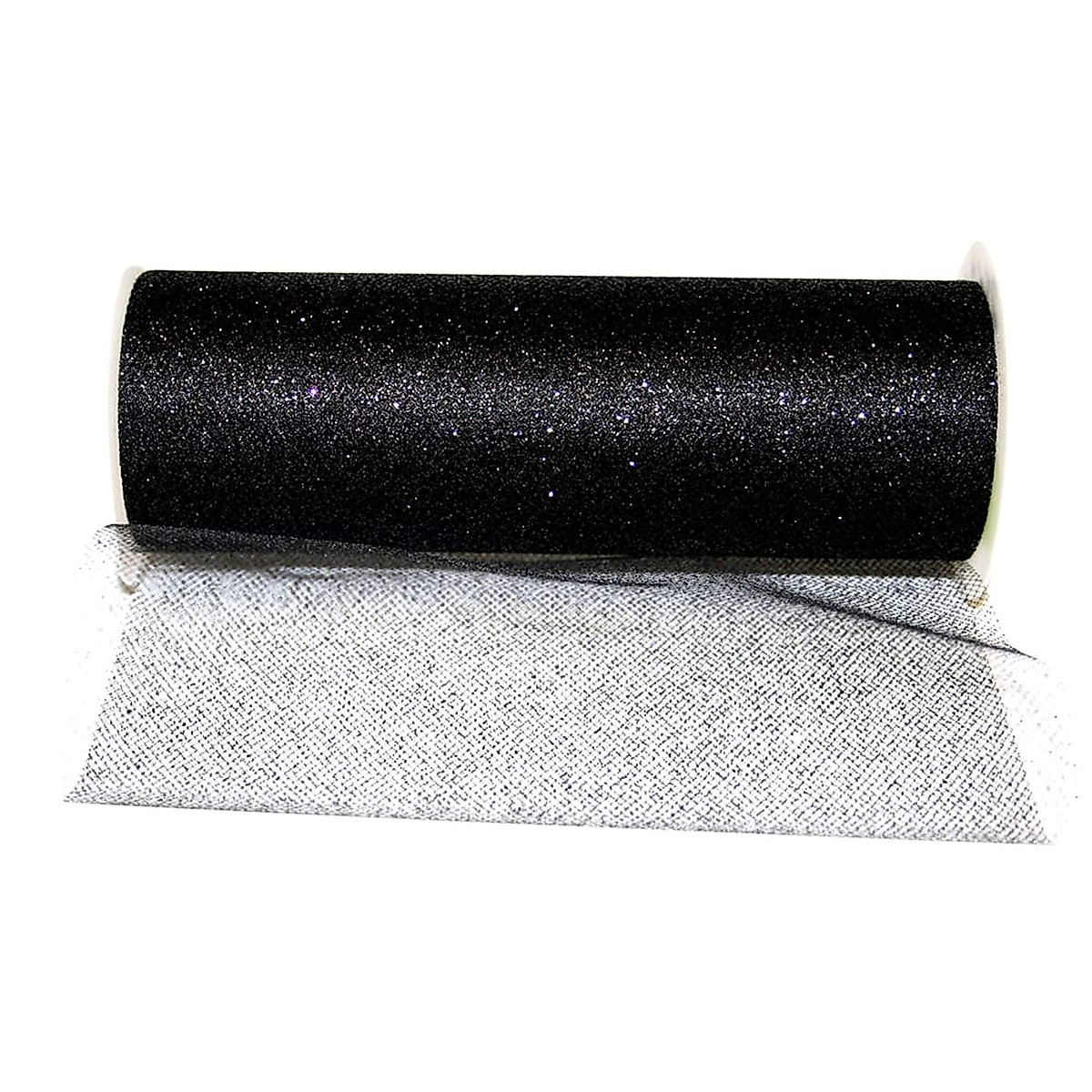 Glitter Tulle Fabric - 6 Inches Wide X 10 Yards (Black)