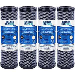 GOLDEN ICEPURE 1 Micron 2.5" x 10" Whole House CTO Carbon Sediment Water Filter Compatible with Dupont WFPFC8002, WFPFC9001, FXWTC, Culligan P5-D, WHCF-WHWC, D-10A, DWC30001, SCWH-5, 4PACK