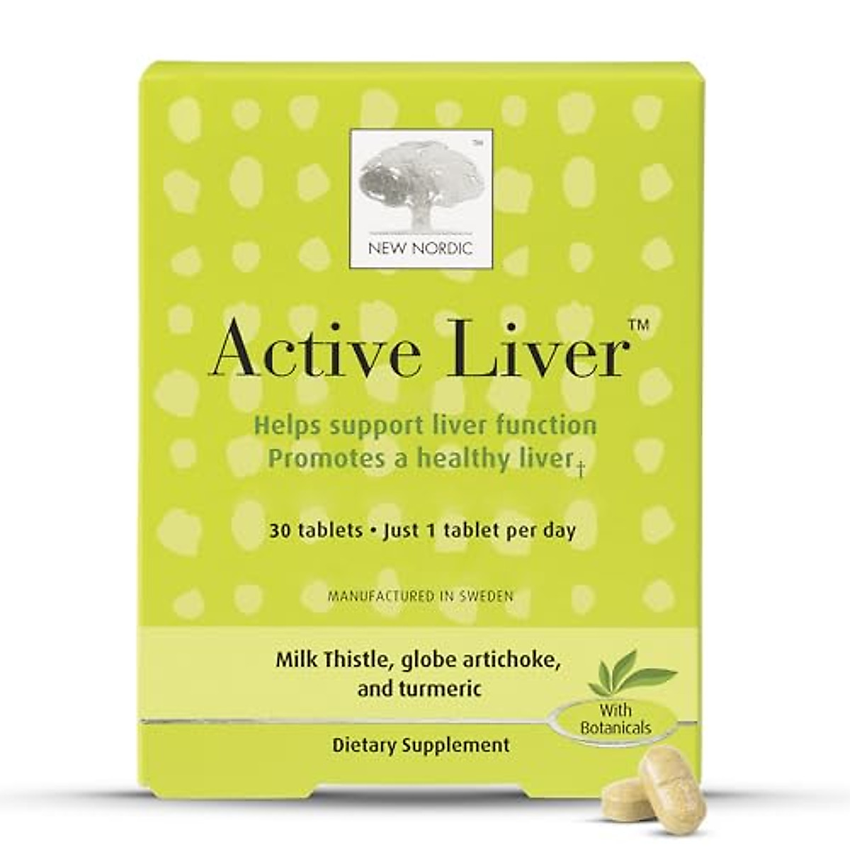 NEW NORDIC Active Liver | Daily Liver Supplement | Milk Thistle, Artichoke & Turmeric | for Men and Women | 30 Count (Pack of 1)