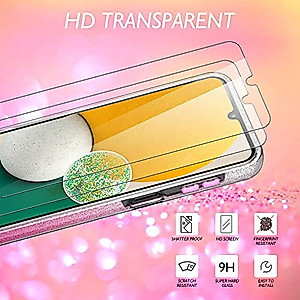 KSWOUS for Galaxy A14 5G Case with Screen Protector [2 Pack], Glitter Sparkly Bling Pink Protective Cover with Kickstand for Women Girls Slim Shockproof Case for Samsung A14 Phone Case (Pink