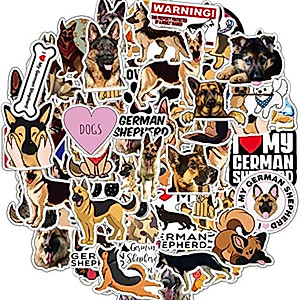 50 Pcs German Shepherd Dog Stickers Huntaway Waterproof Vinyl Stickers for Water Bottles Laptop Luggage Cup Mobile Phone Skateboard Decals, Suitable for Kids, Teens, Adults