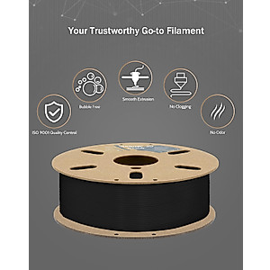 DURAMIC 3D PLA+ Filament 1.75mm 1Kg Black, PLA Plus 3D Printer Filament 1Kg Spool(2.2lbs) PLA Pro Tougher and Stronger, Dimensional Accuracy Probability +/- 0.02mm