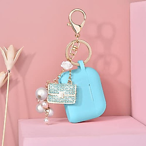 Case for Airpods Pro 2nd Generation - VISOOM Bling Airpods Pro 2 Cases Cover Women Silicone iPods Pro 2 Earbuds Wireless Charging Case Girl Glitter Keychain for Apple Airpod Gen Pro 2 Blue