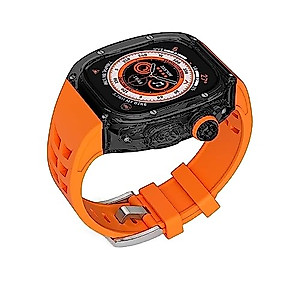 OTGKF Full Transparent Watch Case Silicone Strap Mod Kit，For Apple Watch Ultra 49mm，Mens Women Military Protection Bumper Watch Case Watch Replacement Sport Band Accessories (Color : H, Size : For 4