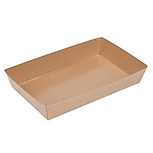 Restaurantware Matsuri Vision 8 x 5 x 1.5 Inch Medium Sushi Trays 100 Greaseproof Sushi Packaging Boxes - Lids Sold Separately Disposable Kraft Paper Sushi Containers For Entrees Or Desserts