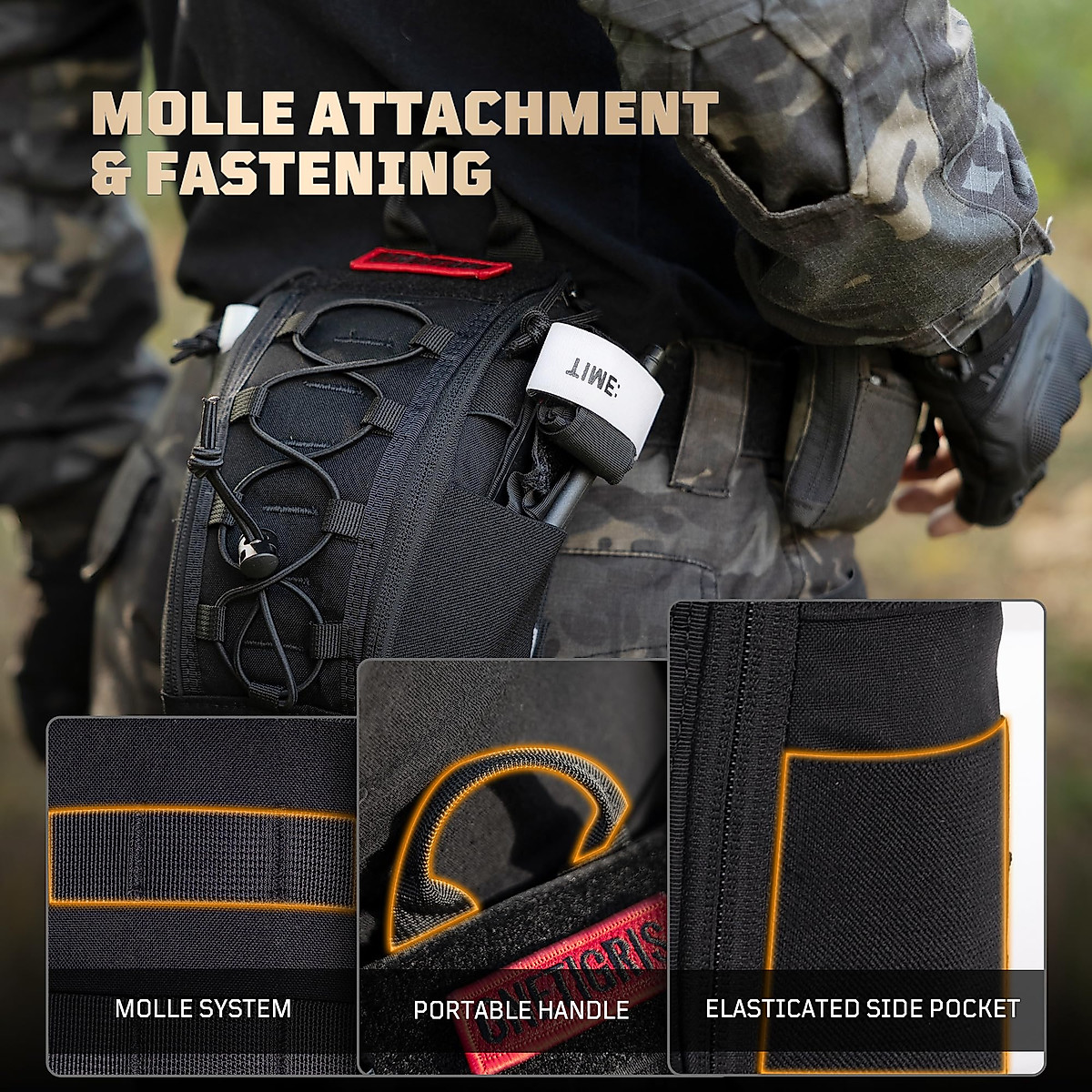 OneTigris IFAK Molle Pouch - Tactical First Aid Bag Medical Admin Pouches Trauma Kit Bag EMT MED Belt Backpack with D-Ring Hook for Outdoor Activities and Emergency Uses (Empty Bag)