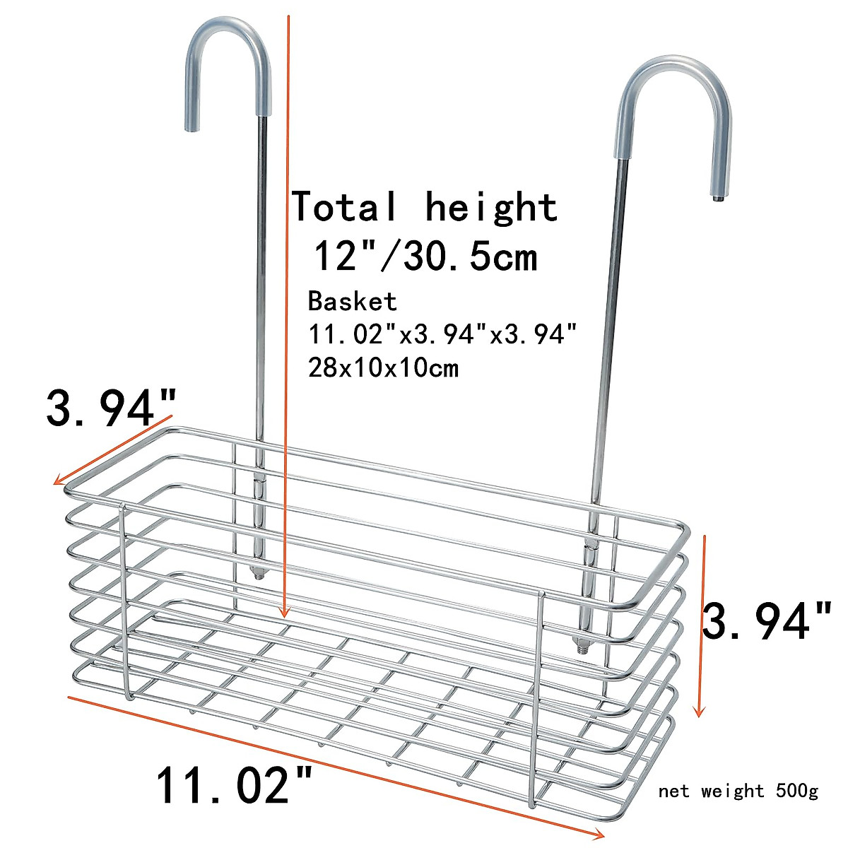 Tsnamay 11.02" Shower Caddies,Hanging Shower Rack Bathroom Rack Storage Rack,304 Stainless Steel Rust Proof,Total height 12"/30.5cm