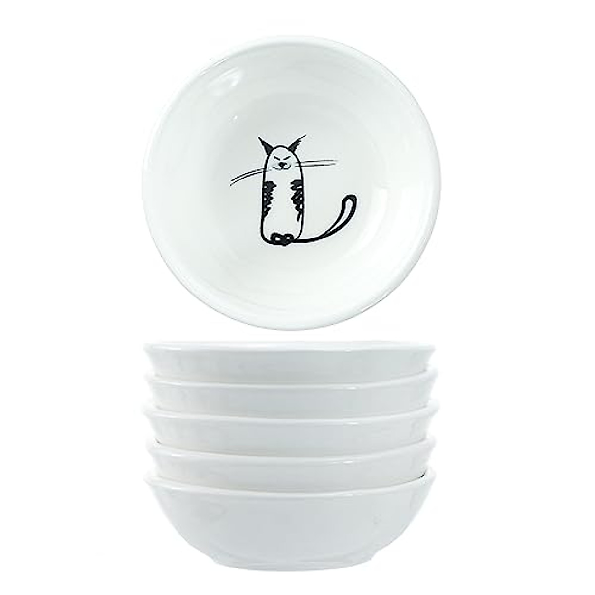 SOCOSY Super Cute Cat Ceramic Sauce Dish/Seasoning Dish/Sushi Soy Dipping Bowl/Appetizer Plates/Serving Dish for Kitchen Home(Set of 6)