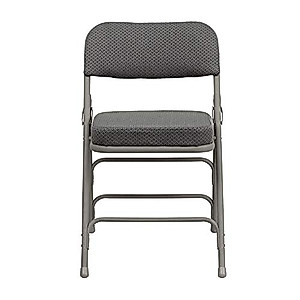 Flash Furniture 2 Pack HERCULES Series Premium Curved Triple Braced & Double Hinged Gray Fabric Metal Folding Chair