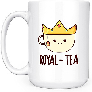 Artisan Owl Royal-Tea - Cute Funny Pun Royalty - Large 15oz Deluxe Double-Sided Tea Mug