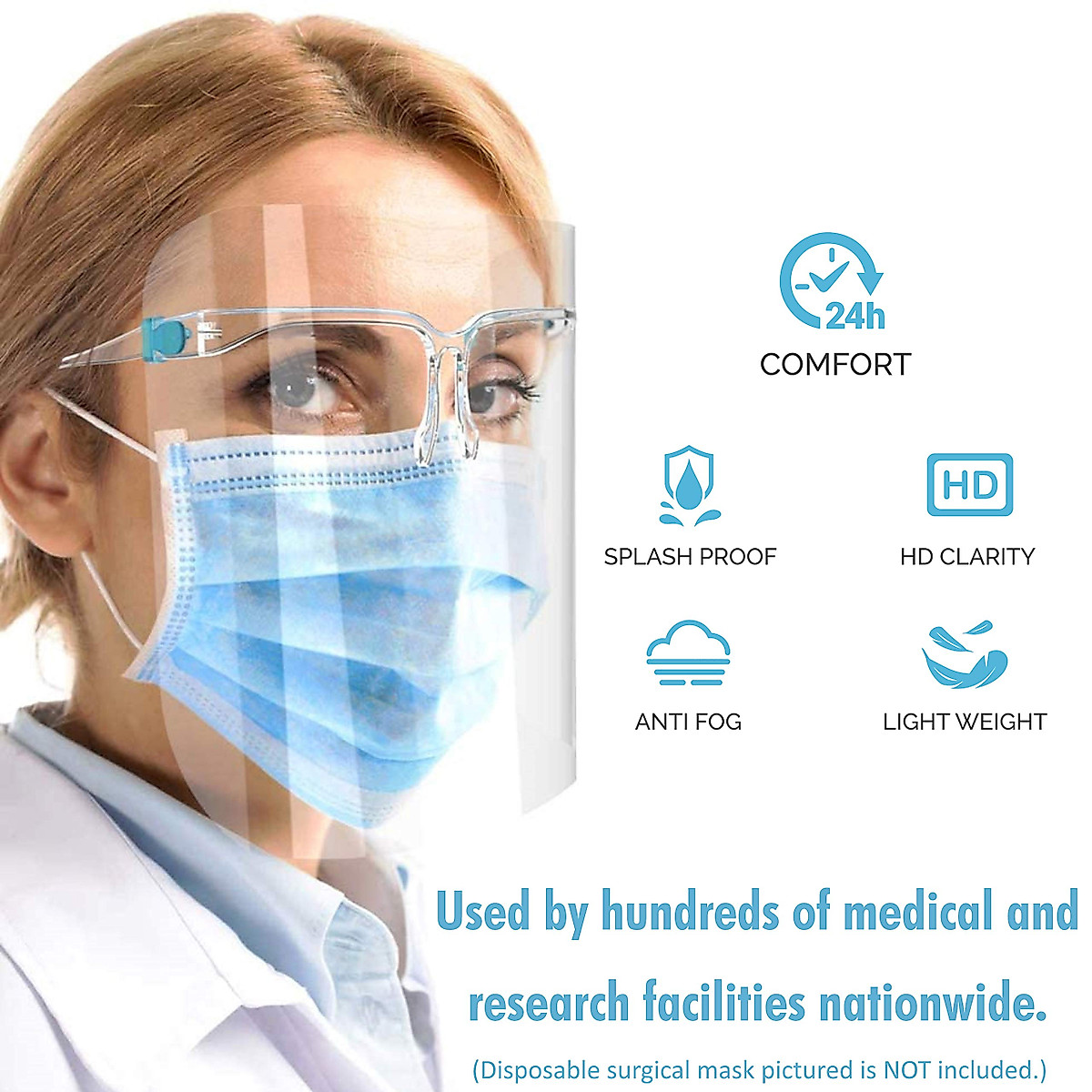 IntiMD Defender Plus Safety Full Face Shield Mask (10 Frames and 10 Shields)