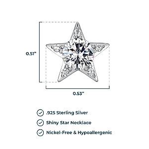 MORGAN & PAIGE 925 Sterling Silver Cubic Zirconia Pave Star Pendant Necklace 18"