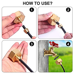 Cairondin Garden Hose to 1/4" Tubing Adapter, 2 Pack Brass Adapter, Connect 1/4" Tubing to 3/4" Garden Hose/Faucet