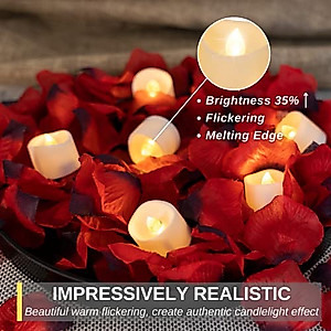 Homemory Candles & Rose Kit, 12pcs Tea Lights Candles with 100pcs Artificial Rose Petals, Valentine Candles, Ideal for Valentine's Day, Romantic Propose, Anniversary, and Wedding Decoration