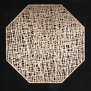 U'Artlines Octagonal Placemats Hollow Out Mats Vinyl Non-Slip Heat Insulation Kitchen Table Mats(Octagonal Gold, 6pcs)