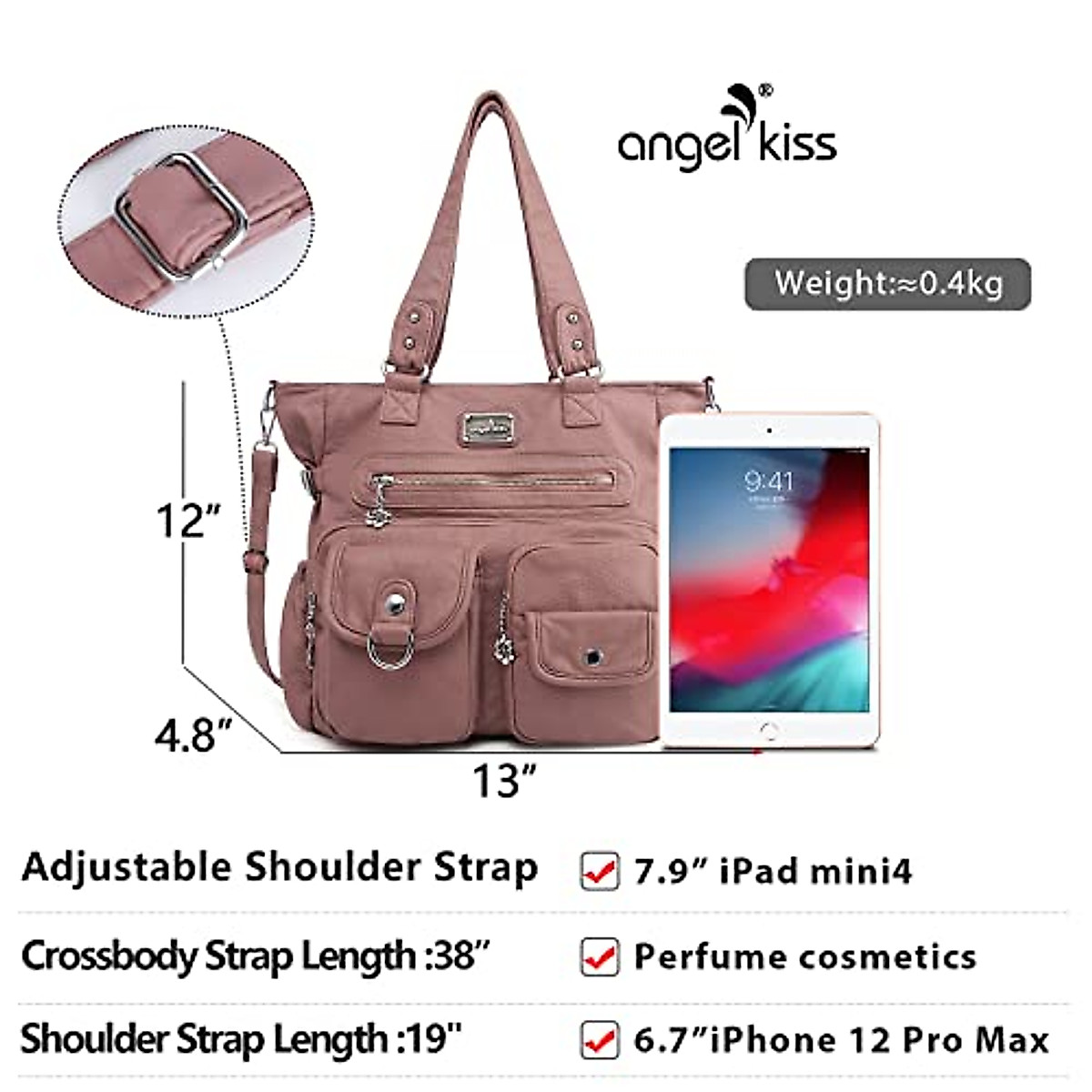 Angelkiss Purses Handbags for Women PU Tote Satchel Bags for Women Pockets Shoulder Bags…