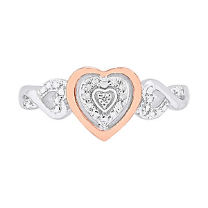 14K Rose Gold Plated .925 Sterling Silver Diamond Accented Three Heart Infinity Promise Ring (I-J Color, I2-I3 Clarity) - Size 5