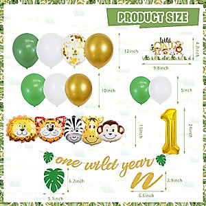 Wild One party Decorations, 150 Pcs Jungle Animal Party Supplies Decor for Boy Girl Birthdays with Banners Cake Topper Cupcake Topper Cupcakes Wrappers Balloons Backdrop Tablecloth Centerpieces