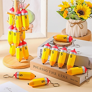 Huquary Back to School Gift Bulk for Teacher Cute Foam Squeeze Pencil Keychains First Day of School Gift for Party(25 Pcs)