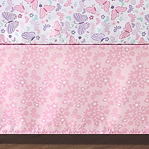 The Peanutshell Crib Bedding Set for Baby Girls, Butterfly Song, 3 Piece Set