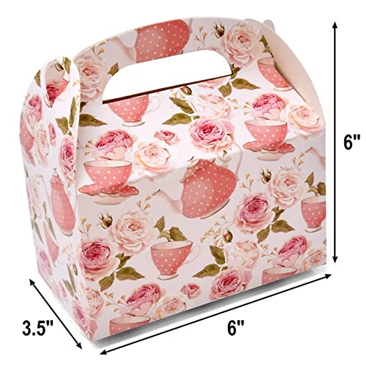 24 Pack Tea Party Favor Gift Boxes Floral Teapot Paper Treat Box Bag Wrapping for Tea Pot Theme Bridal & Baby Shower Wedding Birthday Party Supplies Decorations Fill with Candy Cupcake Goodies Prizes