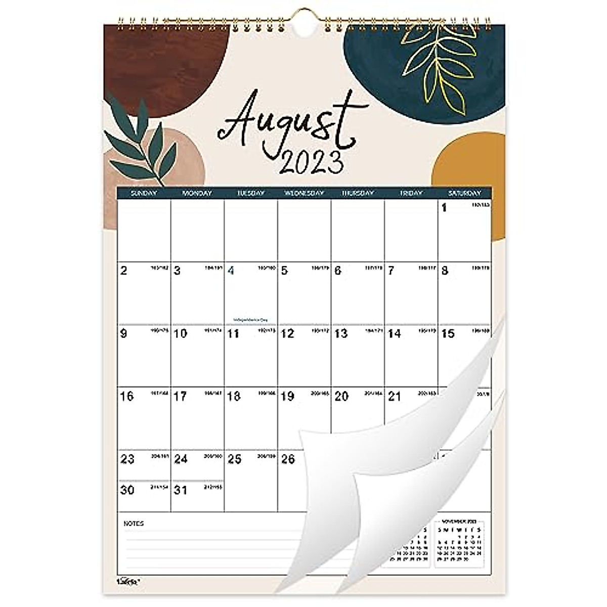 Calendar 2023-2024 - Aug. 2023 - Dec. 2024, 2023-2024 wall calendar with 18 Months, 17" x 12", Twin-Wire Binding + Hanging Hook + Large Blocks with Julian Dates, 2023-2024 Calendar for Organizing - Colorful Lump