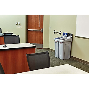 Rubbermaid Commercial Products Slim Jim Recycling Station 2-Stream Landfill/Mixed Recycling Bin/Can/Kit/Station, 23-Gallon, for Offices/Home/Higher Education/Commercial Facilities
