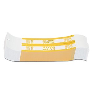Pap-R Products Currency Straps, Yellow, $1,000 in $10 Bills, 1000 Bands/Pack