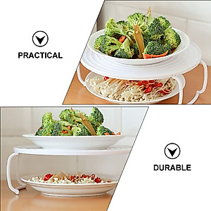 Cabilock 2PCS Steaming Rack Microwave Rack Plate Cover Plastic Steamer Rack Food Tray Shelf for Oven Pressure Cooker Kitchen Accessory