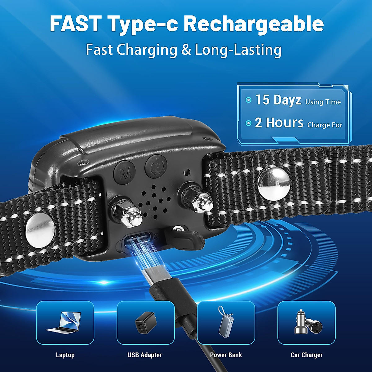 Dog Bark Collar, Dog Shock Collar for Large Medium Small Dogs 10-150lbs, Rechargeable Anti Barking Training Collar with 5 Adjustable Sensitivity, IP67 Waterproof Dog bark Deterrent Devices (Black)