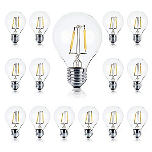 Brightech Ambience PRO Replacement LED Light Bulbs, 1 Watt LED Edison-Inspired Exposed Filaments Bulbs, G40/G45 Energy Efficient Outdoor String Lights Bulbs - 15 Pack
