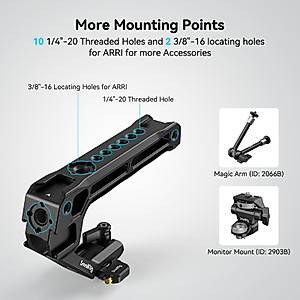 SmallRig Lightweight NATO Top Handle, Quick Release NATO Grip w/NATO Rail for DSLR Camera Cage, Universal Top Handle with 5 Cold Shoe Adapters - 4345
