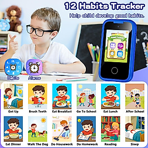 Kids Smart Phone for Boys, Christmas Birthday Gifts for Boy Girl Age 3-10 Kids Toys Cell Phone, 2.8" Touchscreen Toddler Learning Play Toy Phone with Dual Camera, Game, Music Player, 8GB Card Blue