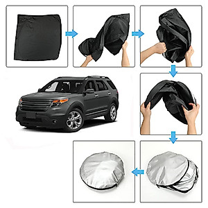 D-Lumina Windshield Sunshade Compatible with 2020 2021 2022 2023 2024 Ford Explorer (ST XLT, Limited, Platinum) - Foldable Front Window Sun Shade Shield Protector