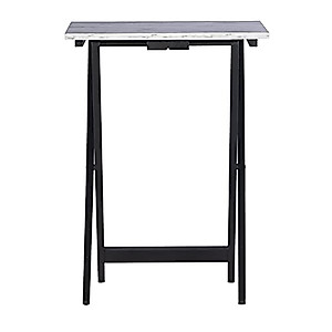 Linon Tray Table Set, 15.75"D x 18.9"W x 26.38"H, White