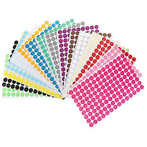 NUOBESTY 16 Sheets tag Printing Paper tabs Round Sticker Labels Colored Sticky dot Circle Sticker Labels Colored Sticker dots Color Coding Labels Printer Paper a4 dot Stickers