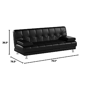 Convertible Sofa Bed with Removable Armrests Black 300205