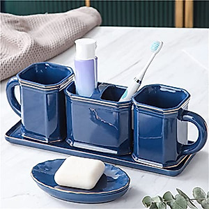 CZDYUF Mouthwash Cup six-Piece Set Nordic Ceramic Household wash Cup Couple Tooth Brushing Cup Tooth Cylinder Tray Set