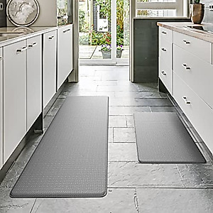 Homergy Anti Fatigue Kitchen Mats for Floor 2 Piece Set, Memory Foam Cushioned Rugs, Comfort Standing Desk Mats for Office, Home, Laundry Room, Waterproof & Ergonomic, 17.3x30.3 and 17.3x59