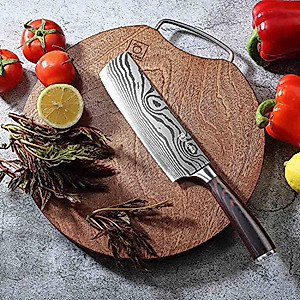 PAUDIN Nakiri Knife Razor Sharp Meat Cleaver 7 inch High Carbon Stainless Steel Vegetable Kitchen Knife, Multipurpose Asian Chef Knife for Home and Kitchen with Ergonomic Handle