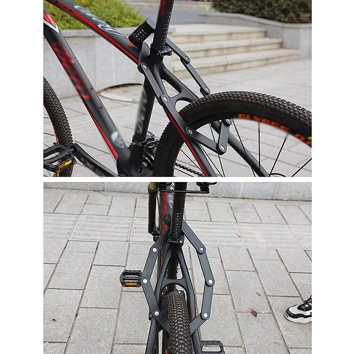 XIXIDIAN Folding Bike Lock - Hardened Steel Fold-Up Heavy Duty Bike Lock with Easy Mounting, Secure Lock and Anti-Scratch Coating - Bicycle Lock